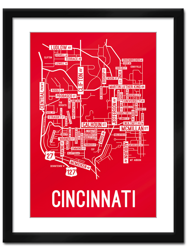 Cincinnati, Ohio Street Map - School Street Posters