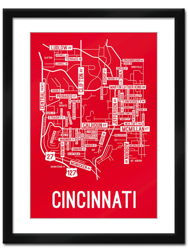 Cincinnati, Ohio Street Map - School Street Posters