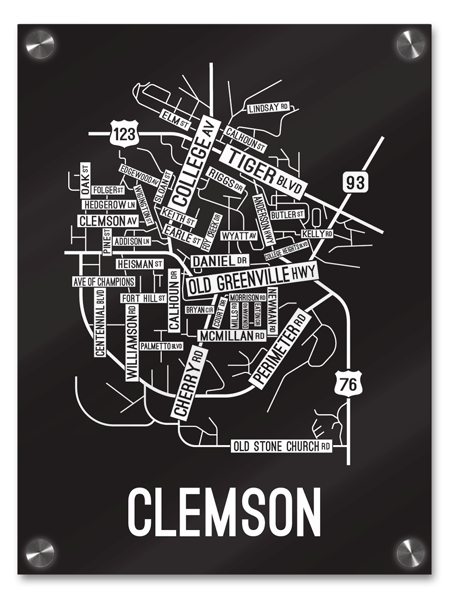 Clemson, South Carolina Street Map - School Street Posters