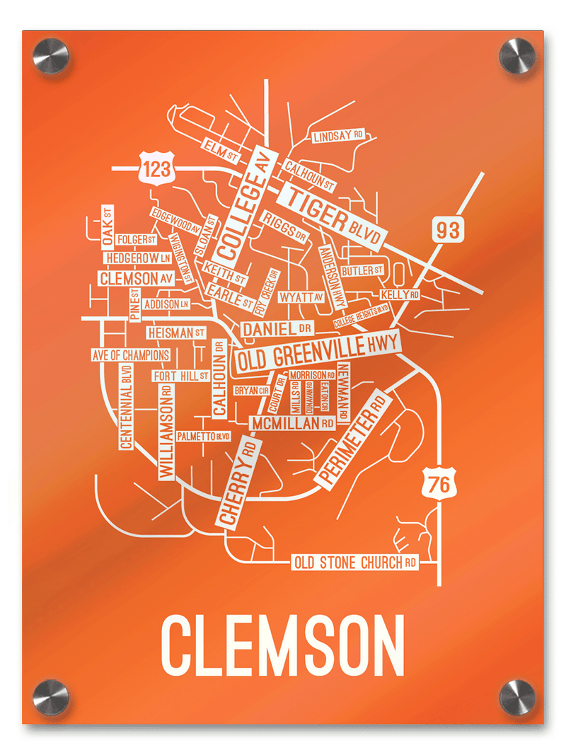 Clemson, South Carolina Street Map - School Street Posters