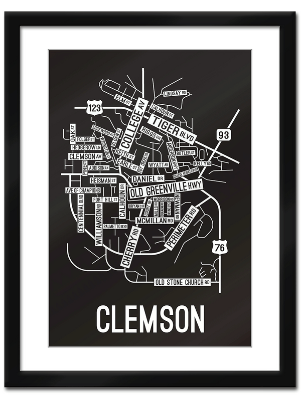 Clemson, South Carolina Street Map - School Street Posters