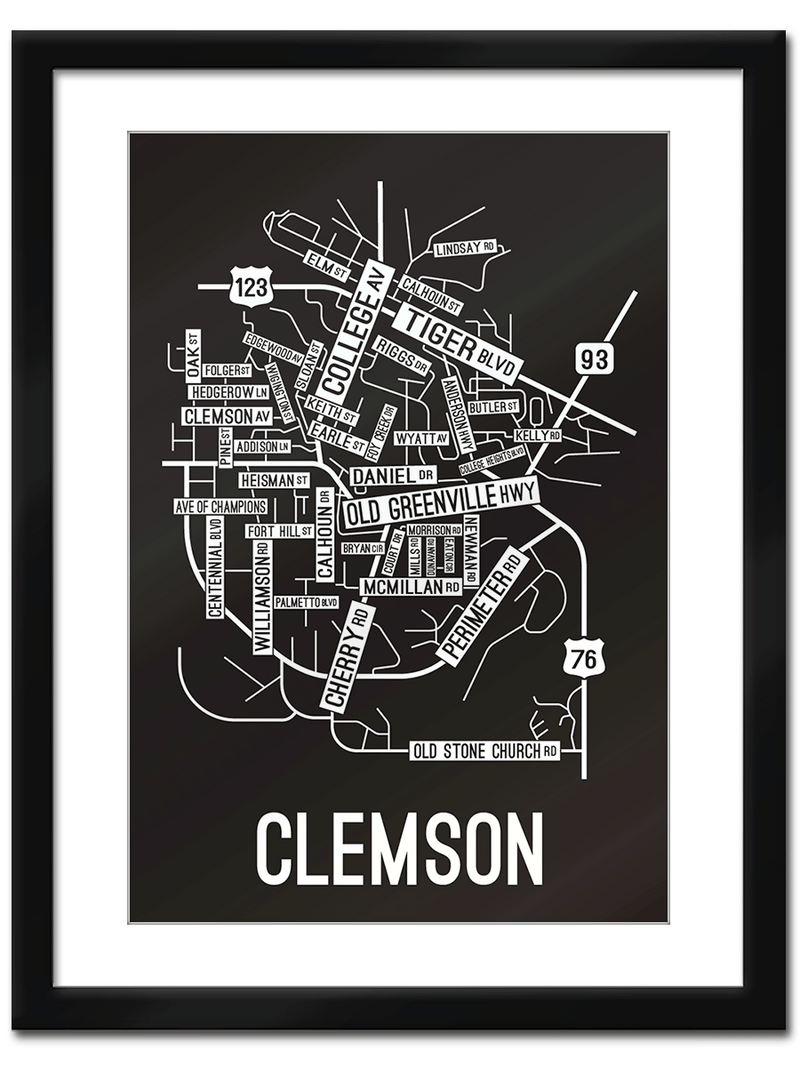 Clemson, South Carolina Street Map - School Street Posters