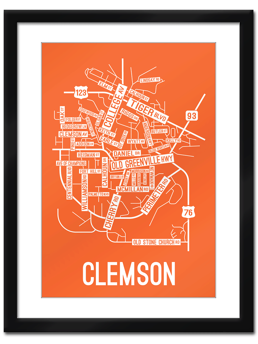 Clemson, South Carolina Street Map - School Street Posters