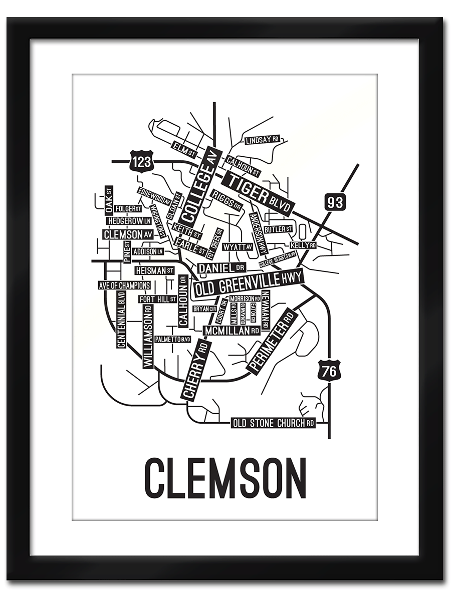Clemson, South Carolina Street Map - School Street Posters