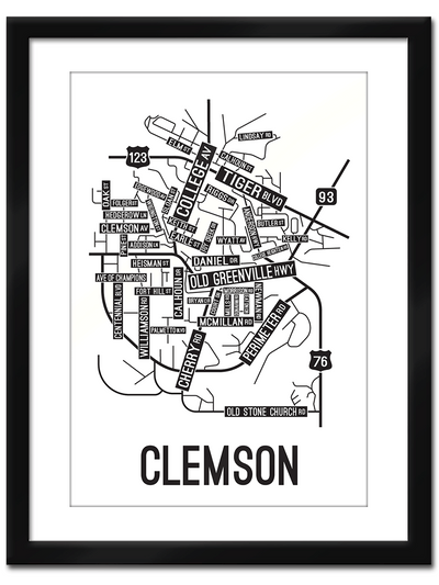 Clemson, South Carolina Street Map - School Street Posters