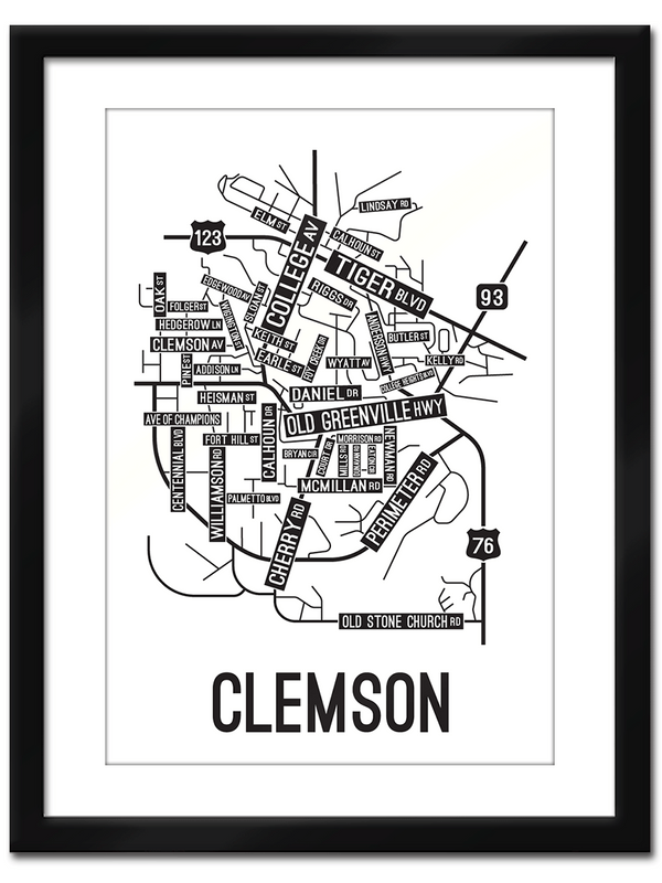Clemson, South Carolina Street Map - School Street Posters