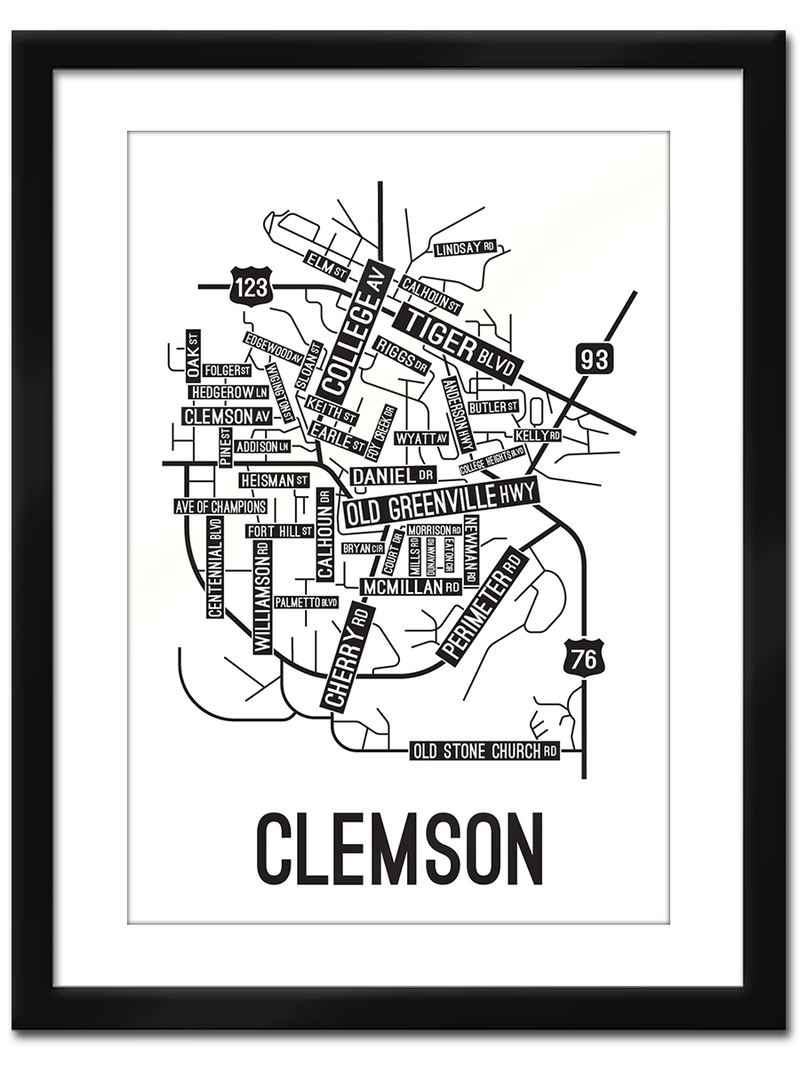 Clemson, South Carolina Street Map - School Street Posters