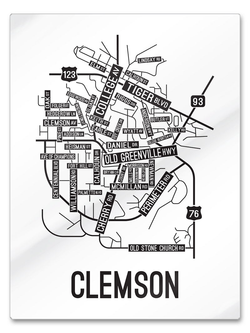 Clemson, South Carolina Street Map - School Street Posters
