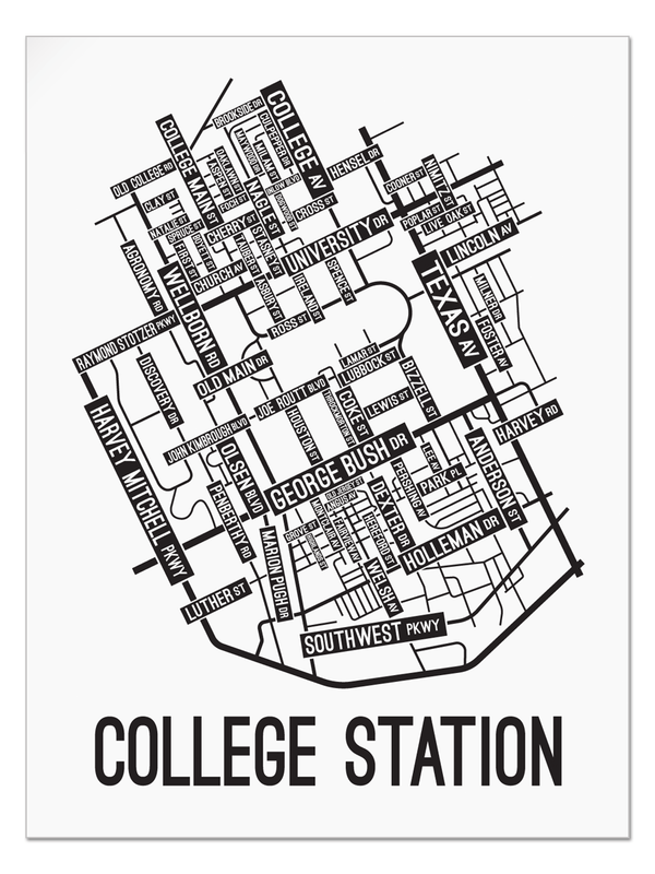 College Station, Texas Street Map - School Street Posters