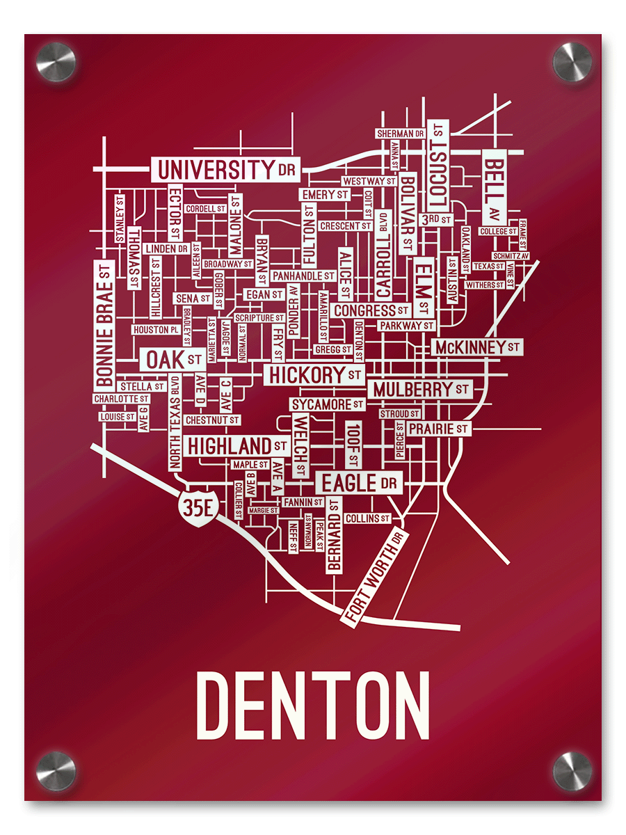 Denton, Texas Street Map - School Street Posters