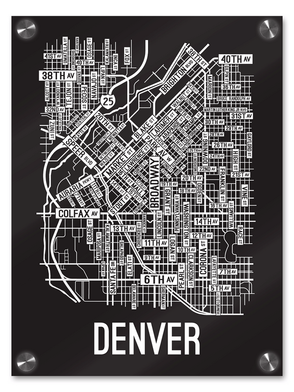 Denver, Colorado Street Map - School Street Posters