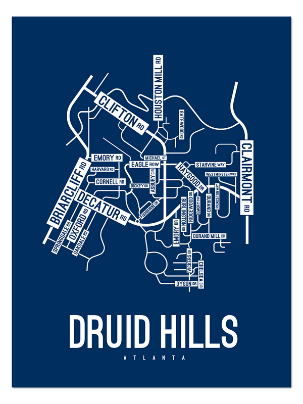 Druid Hills, Atlanta Street Map - School Street Posters