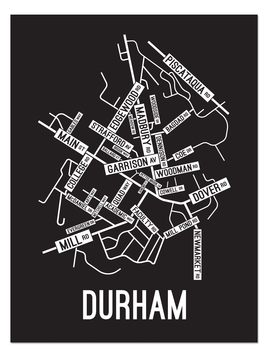 Durham, New Hampshire Street Map - School Street Posters
