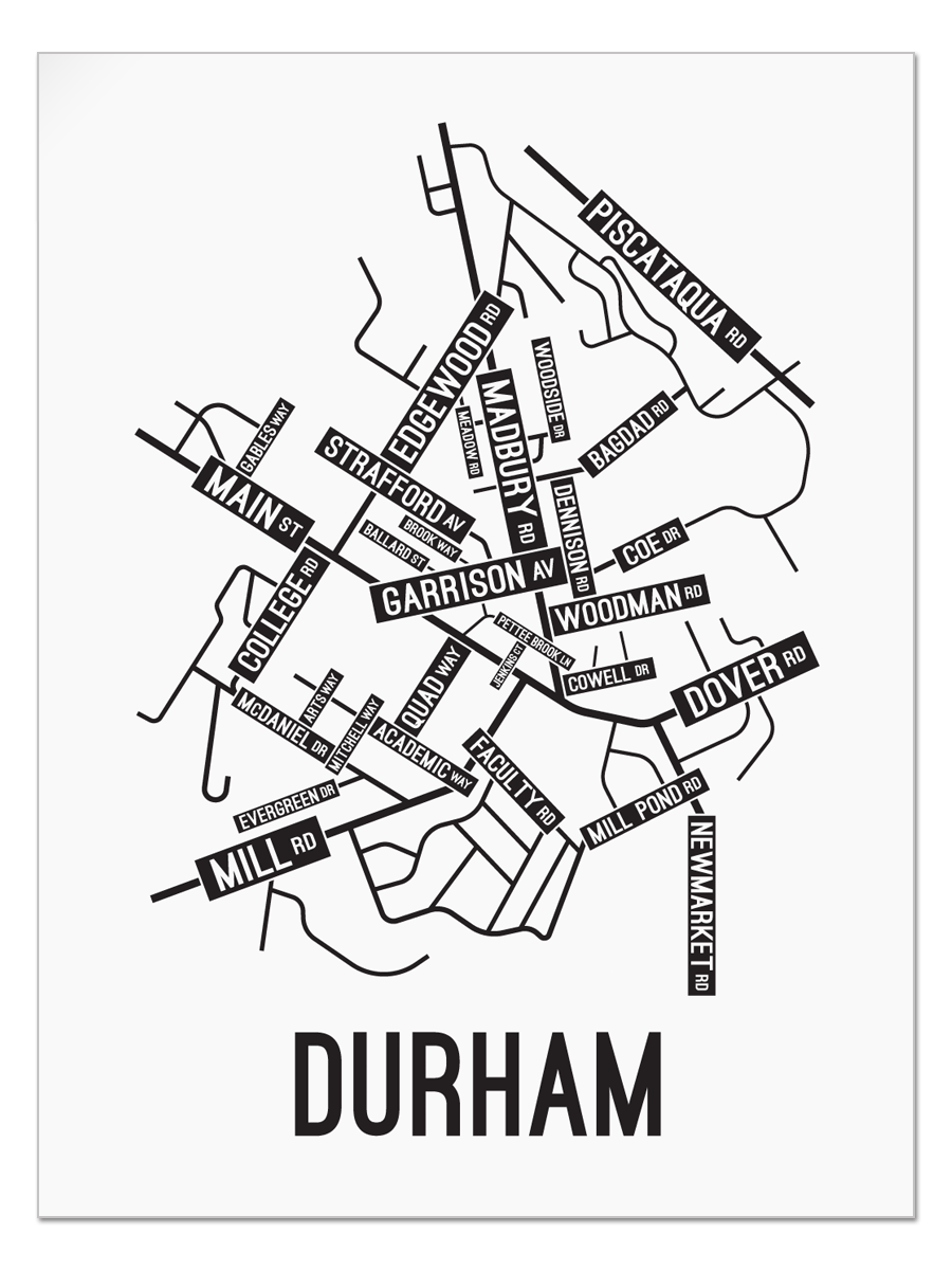 Durham, New Hampshire Street Map - School Street Posters