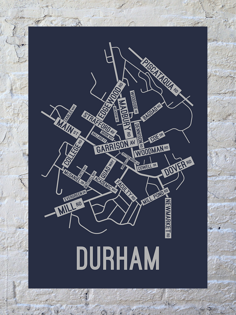 Durham, New Hampshire Street Map Poster - School Street Posters