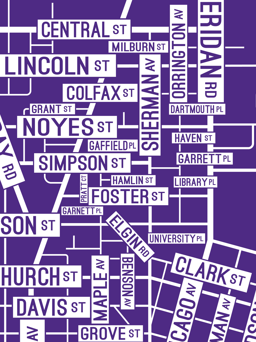 Evanston, Illinois Street Map - School Street Posters