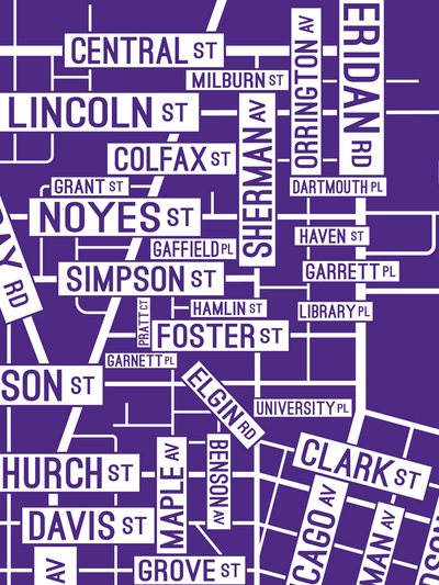 Evanston, Illinois Street Map - School Street Posters