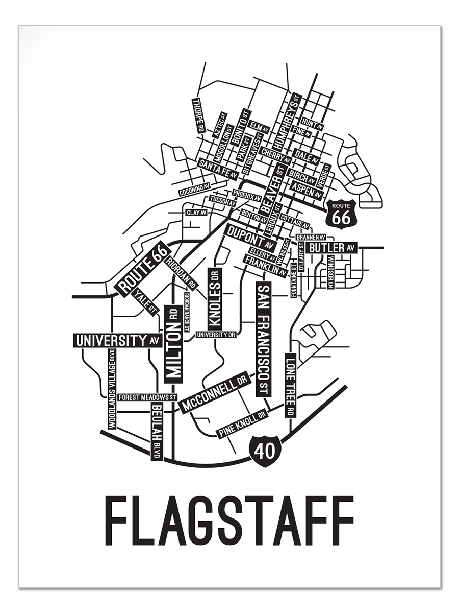 Flagstaff, Arizona Street Map - School Street Posters
