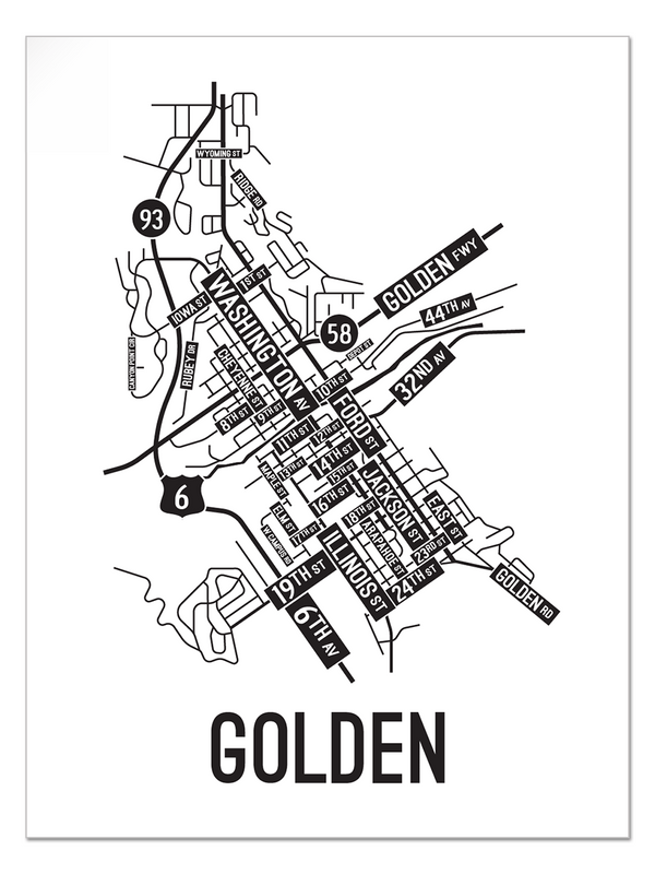 Golden, Colorado Street Map - School Street Posters