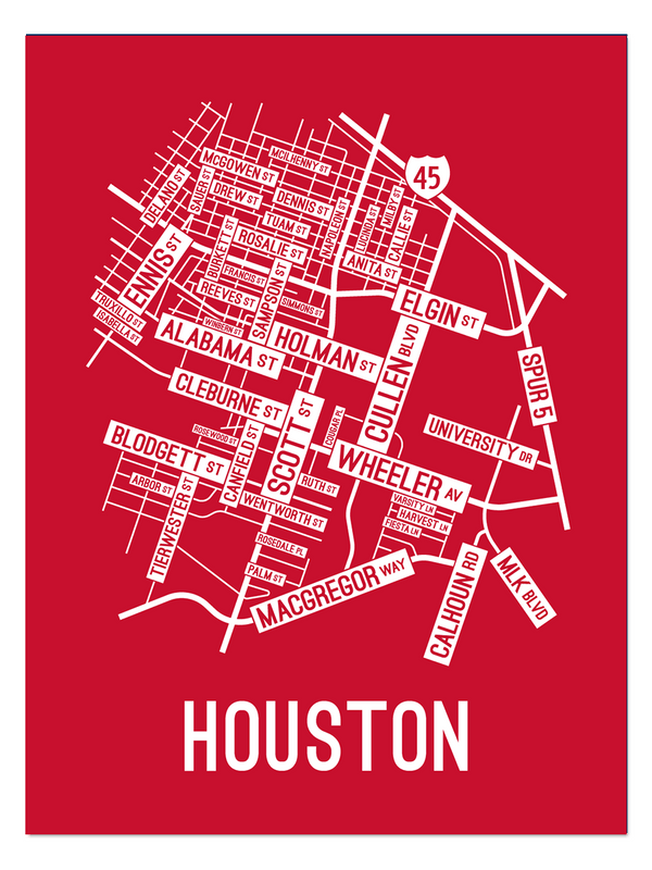 Houston, Third Ward Street Map - School Street Posters