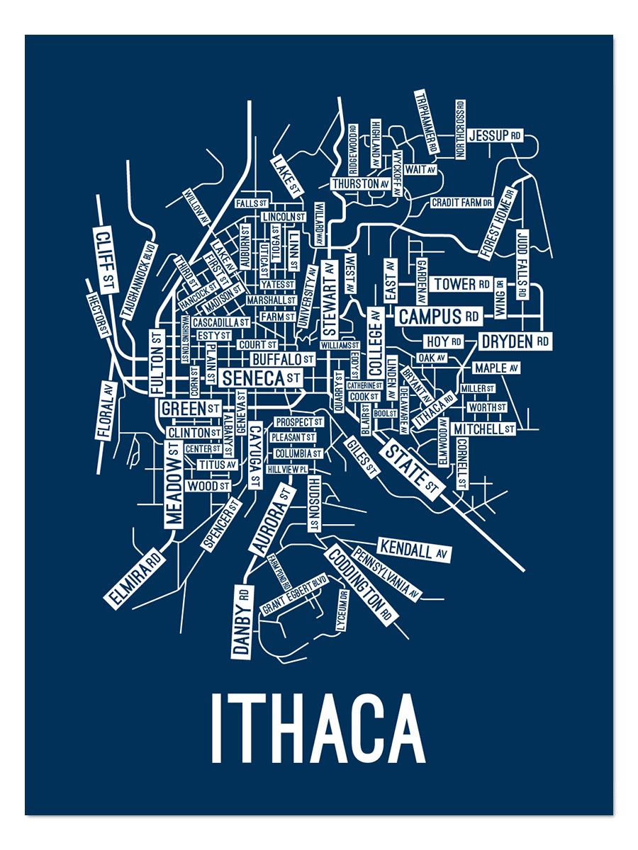 Ithaca, New York Street Map - School Street Posters