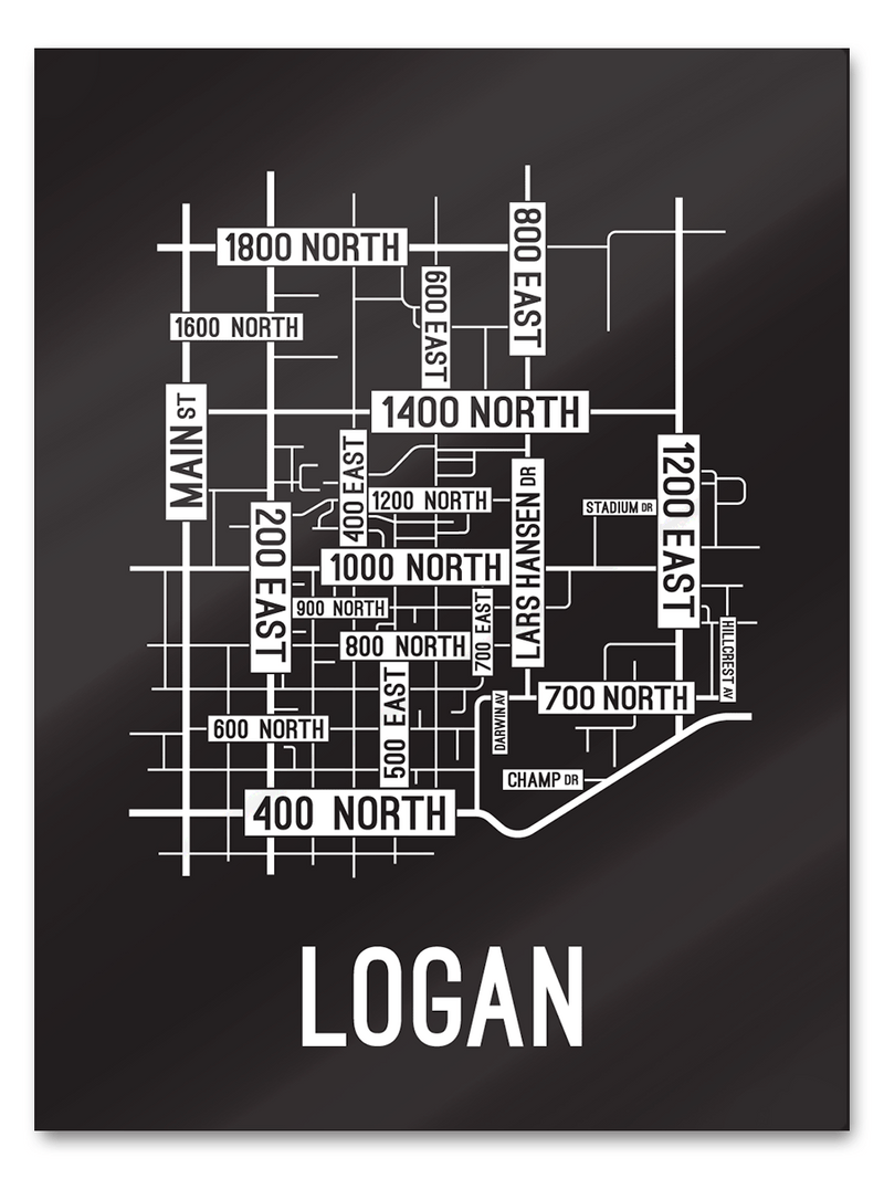Logan, Utah Street Map - School Street Posters