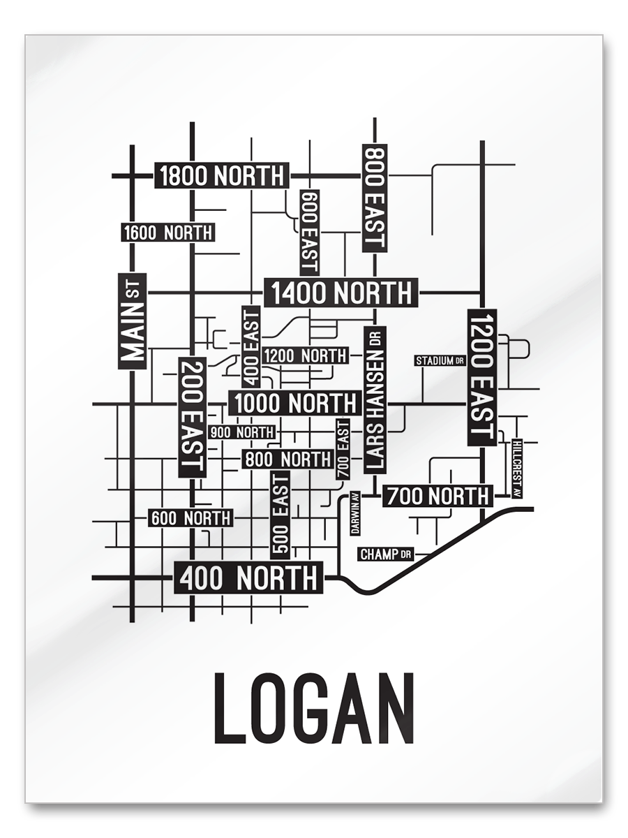 Logan, Utah Street Map - School Street Posters