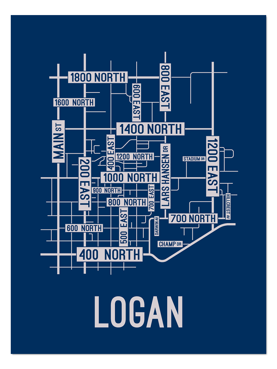 Logan, Utah Street Map - School Street Posters