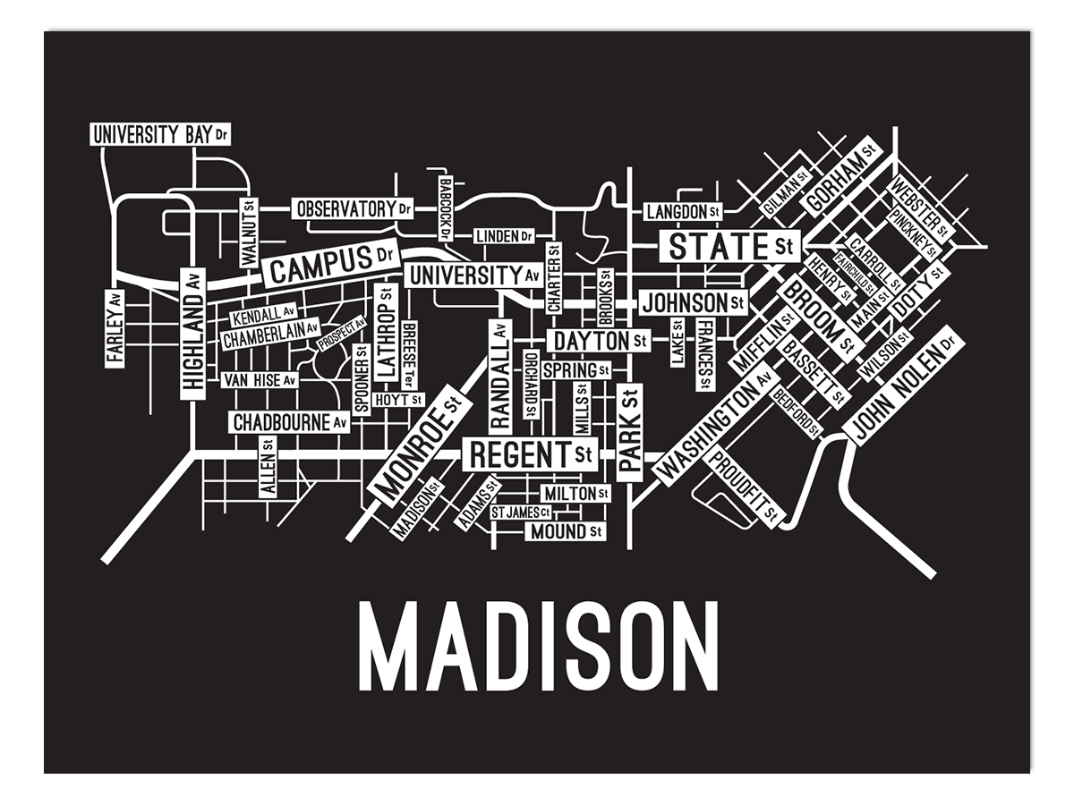 Madison, Wisconsin Street Map - School Street Posters
