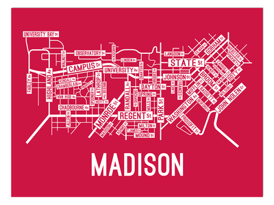Madison, Wisconsin Street Map - School Street Posters