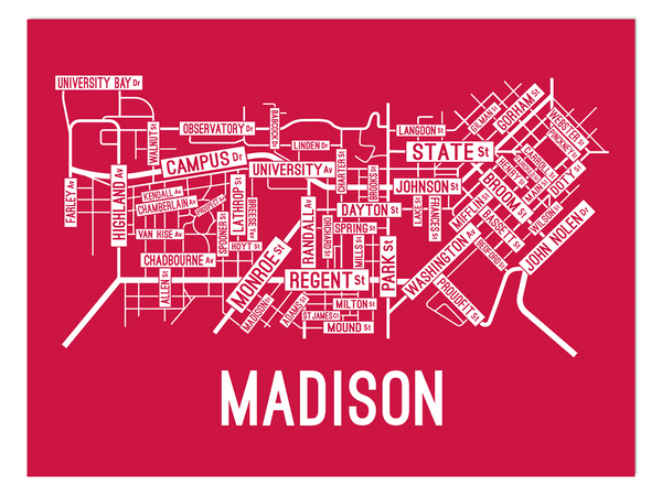 Madison, Wisconsin Street Map - School Street Posters