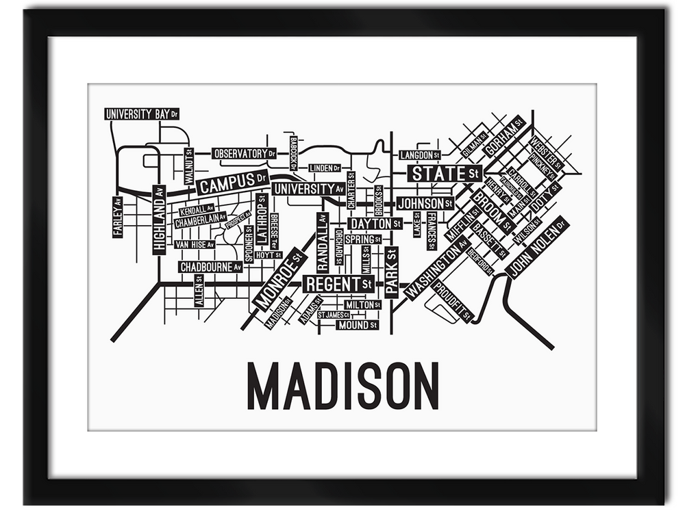 Madison, Wisconsin Street Map - School Street Posters