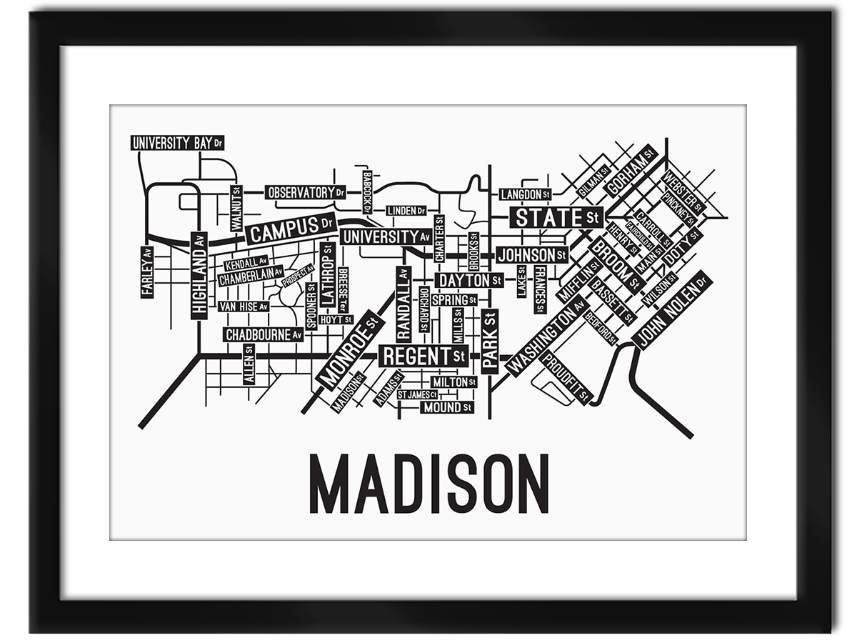 Madison, Wisconsin Street Map - School Street Posters