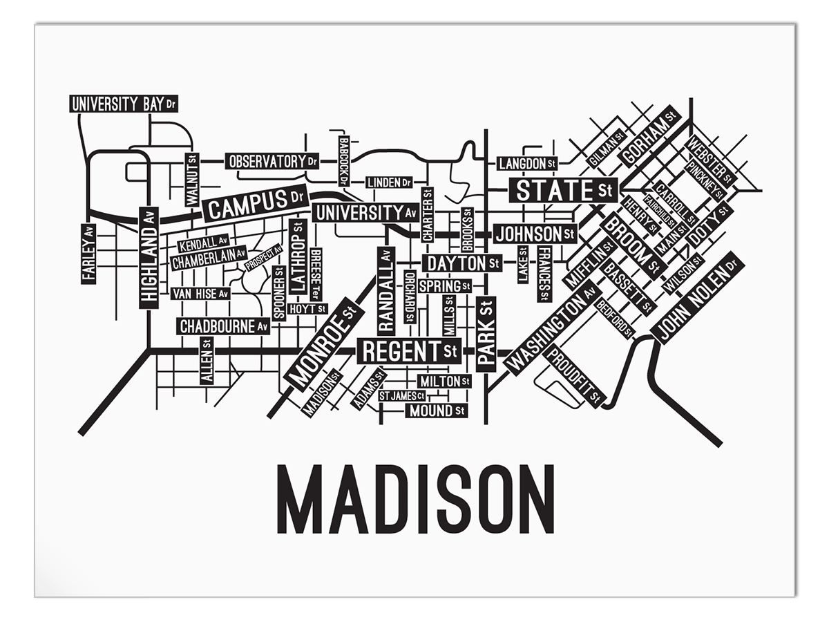 Madison, Wisconsin Street Map - School Street Posters