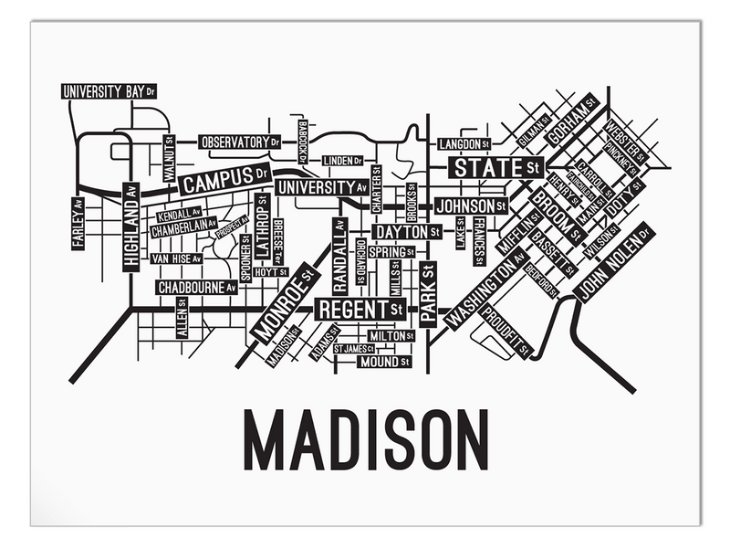 Madison, Wisconsin Street Map - School Street Posters