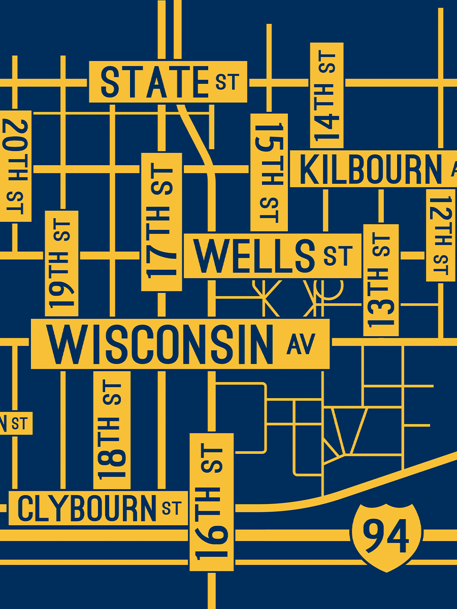 Marquette, Milwaukee Street Map - School Street Posters