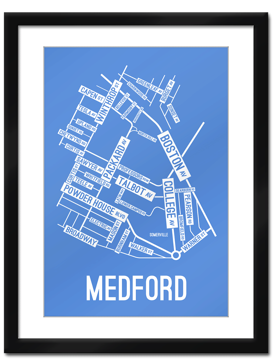 Medford, Massachusetts Street Map - School Street Posters