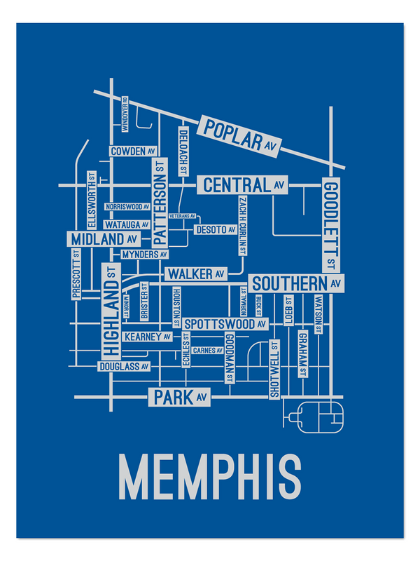 Memphis, Tennessee Street Map - School Street Posters