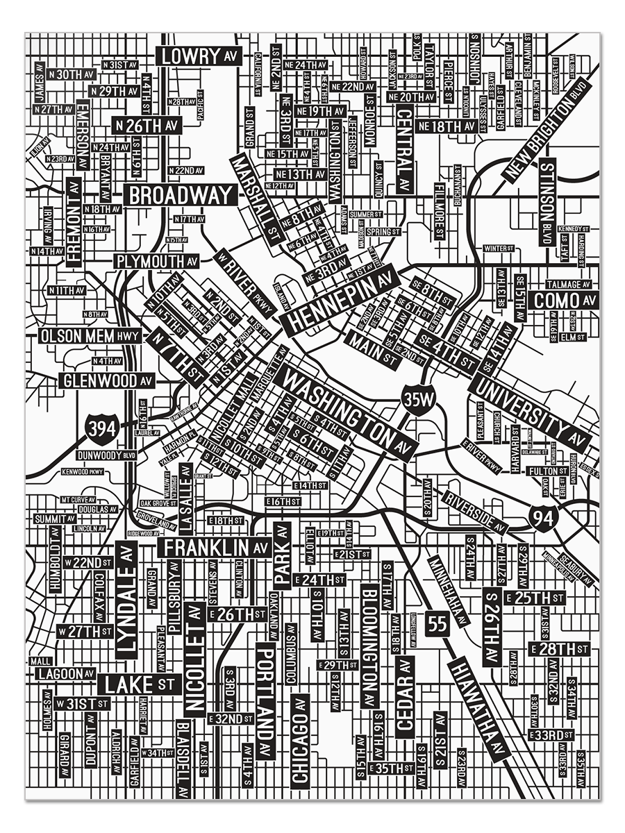 North Minneapolis Street Map Third Ward, Minneapolis, Minnesota,