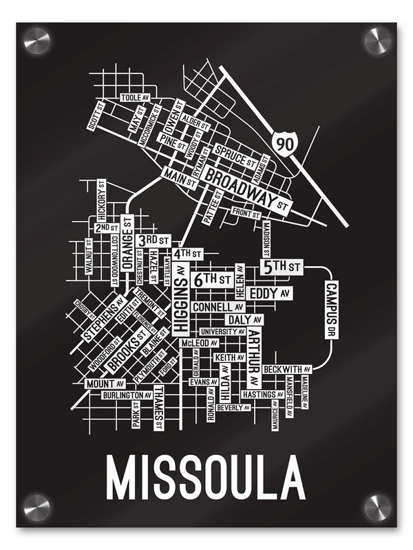 Missoula, Montana Street Map - School Street Posters