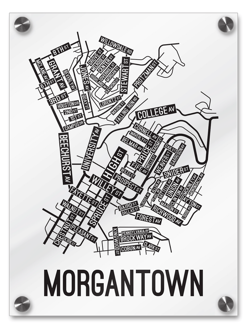 Morgantown, West Virginia Street Map - School Street Posters