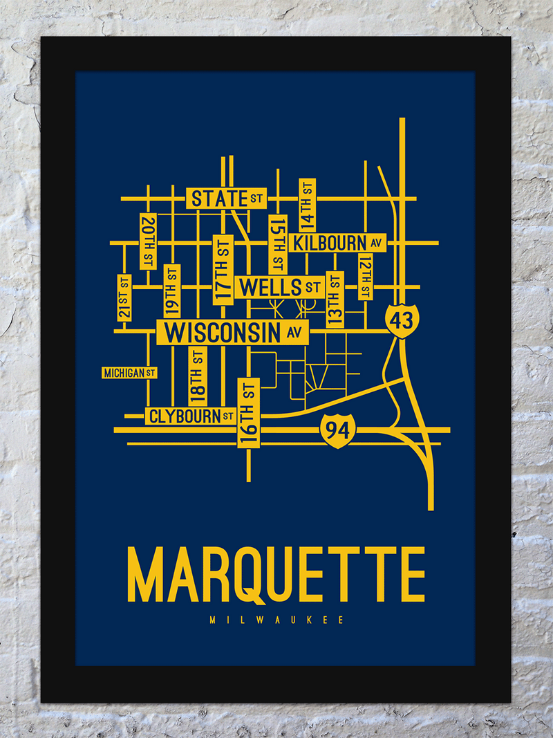 Marquette, Milwaukee Street Map Poster - School Street Posters