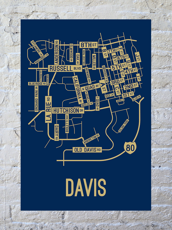 Davis, California Street Map Poster - School Street Posters