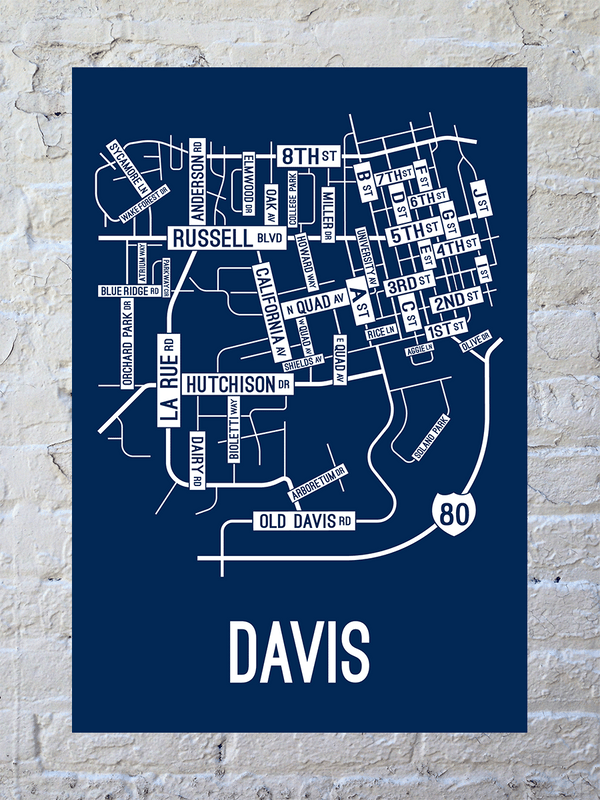 Davis, California Street Map Poster - School Street Posters