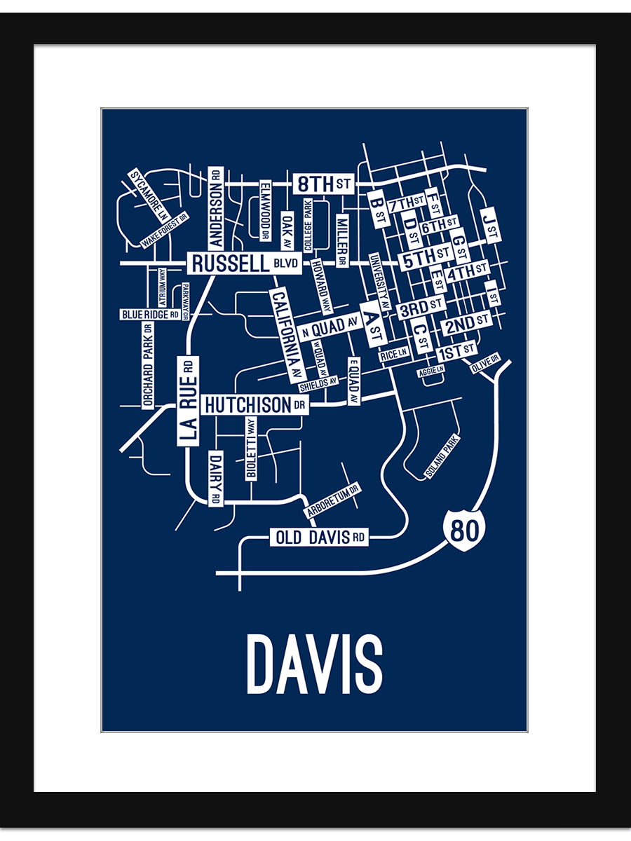 Davis, California Street Map Poster - School Street Posters