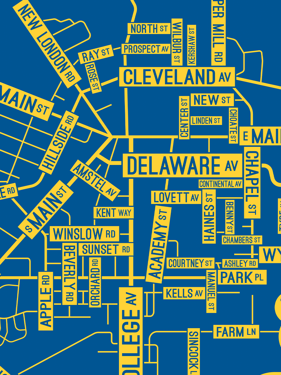 Newark, Delaware Street Map - School Street Posters