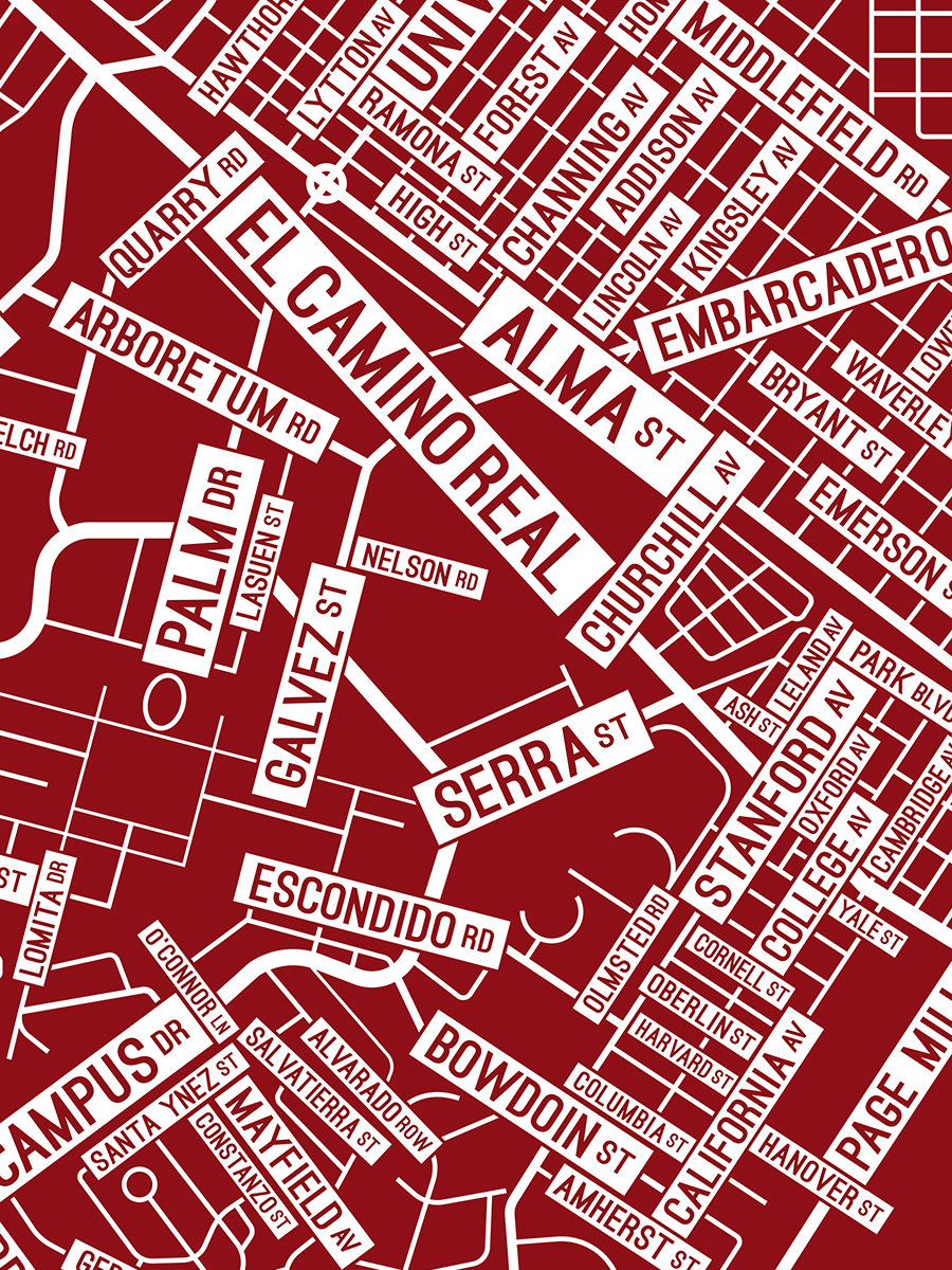 Palo Alto, California Street Map - School Street Posters