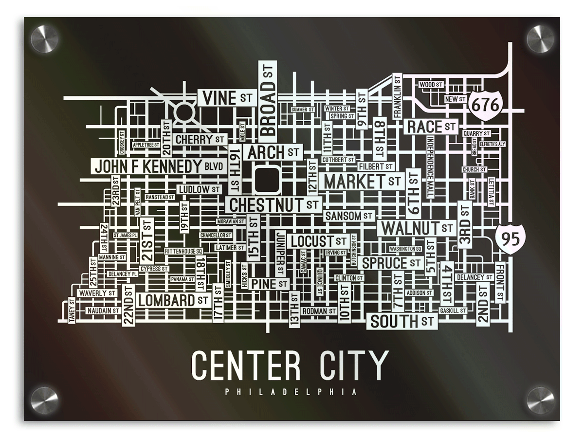 Center City, Philadelphia Street Map - School Street Posters