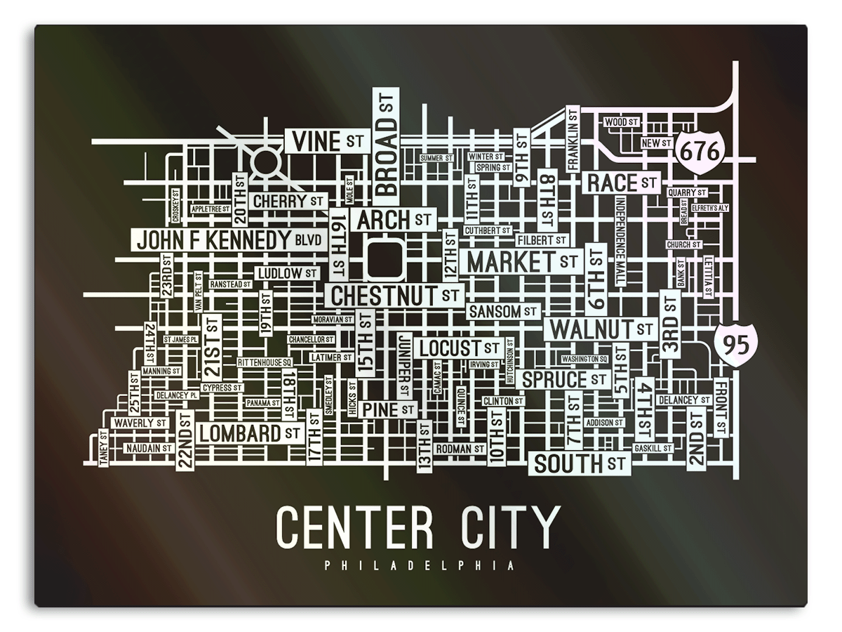 Center City, Philadelphia Street Map - School Street Posters