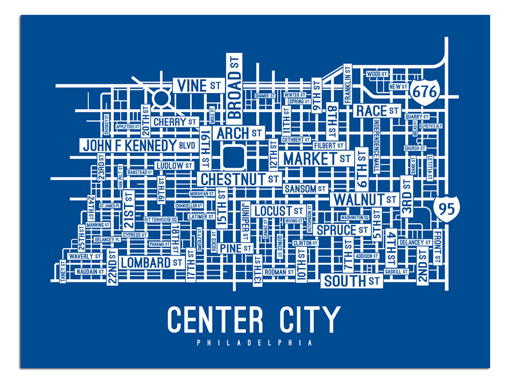 Center City, Philadelphia Street Map - School Street Posters